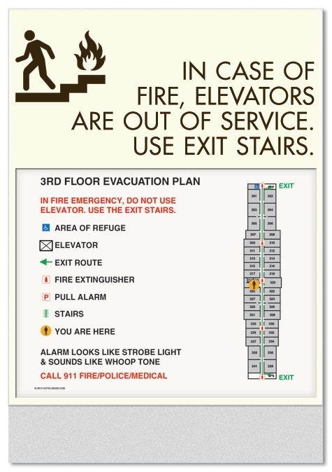 Economy Signs by HOTELSIGNS.com | elevator evacuation signs stairs ...
