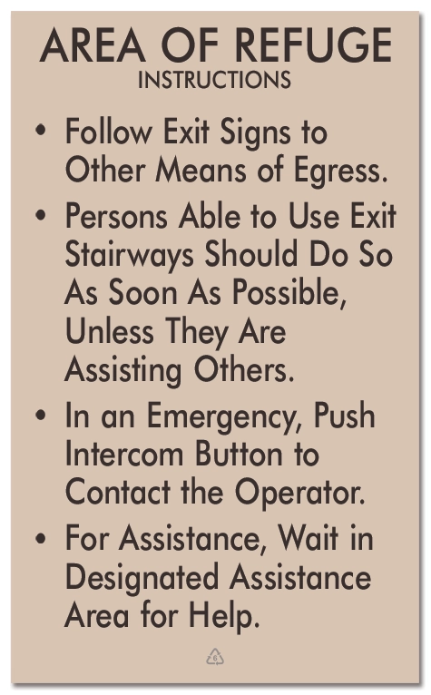 Element Sign Store by HOTELSIGNS.com | refuge area fire safety signage