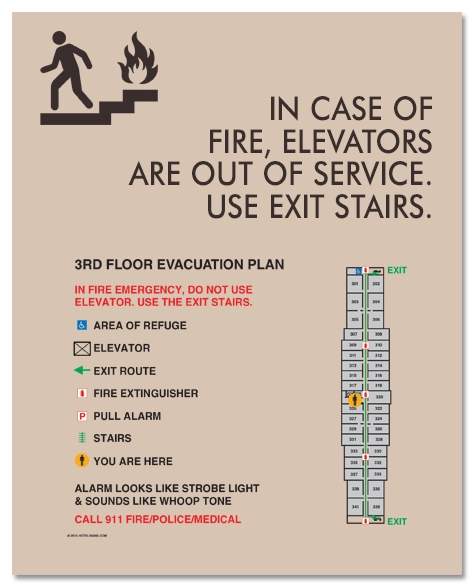Element Sign Store by HOTELSIGNS.com | evacuation maps fire safety signage