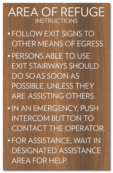 Even Hotels by HOTELSIGNS.com | refuge area fire safety signage even 12