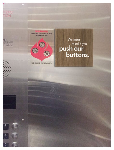Even Hotels by HOTELSIGNS.com | elevator push our buttons sign ...
