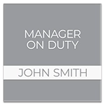 Spark Sign Store by HOTELSIGNS.com | manager on duty signs